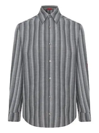 PCFG Linen & Cotton Blend Checked Woven Shirt - Grey