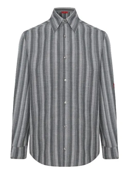 PCFG Linen & Cotton Blend Checked Woven Shirt - Grey