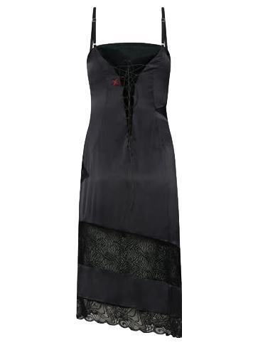 PCFG Pure Silk Dress With Lace Detail - Black