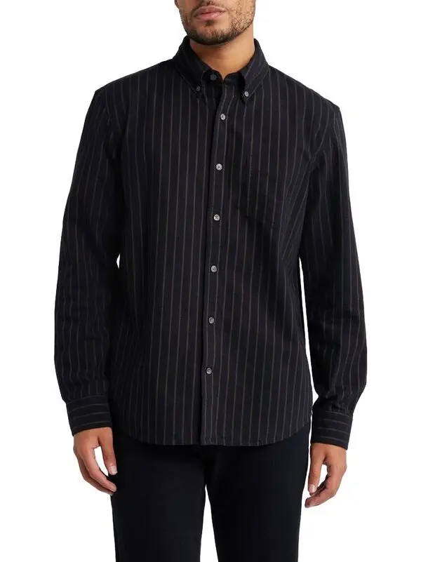 Ag Dean Pinstripe Cotton Button-down Oxford Shirt - Black Multi