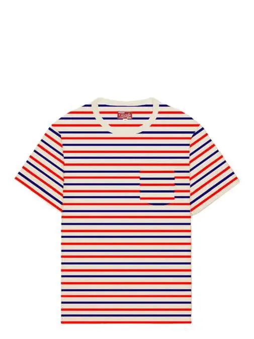 FORTELA Yakut Ribbed Motif T-shirt - Red/blue Stripes