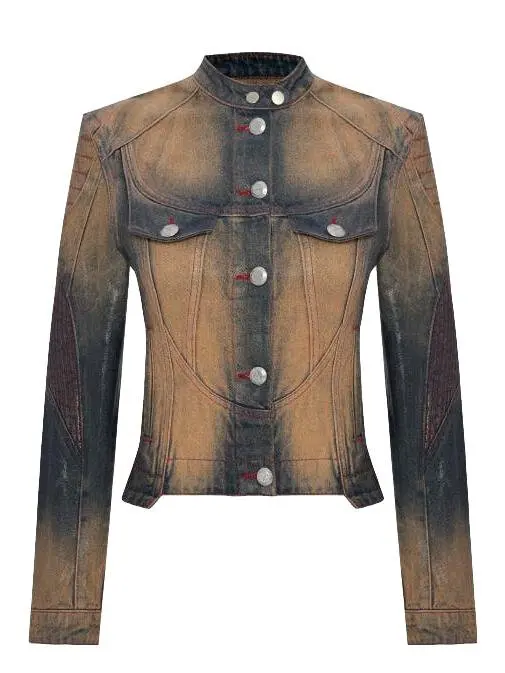 PCFG Pure Cotton Faded Motorcycle Jacket - Blue