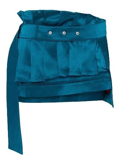 PCFG Pure Silk Asymmetrical Pleated Mini Skirt - Blue
