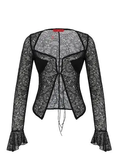 PCFG Long Sleeve Lace Top - Black