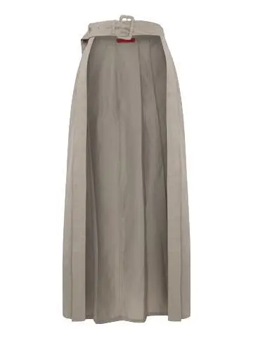 PCFG Woven Maxi Skirt With Belt Detail - Beige
