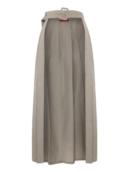 PCFG Linen Blend Shiny Woven Skirt - Beige