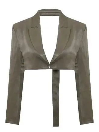 PCFG Linen Blend Crop Woven Jacket - Beige