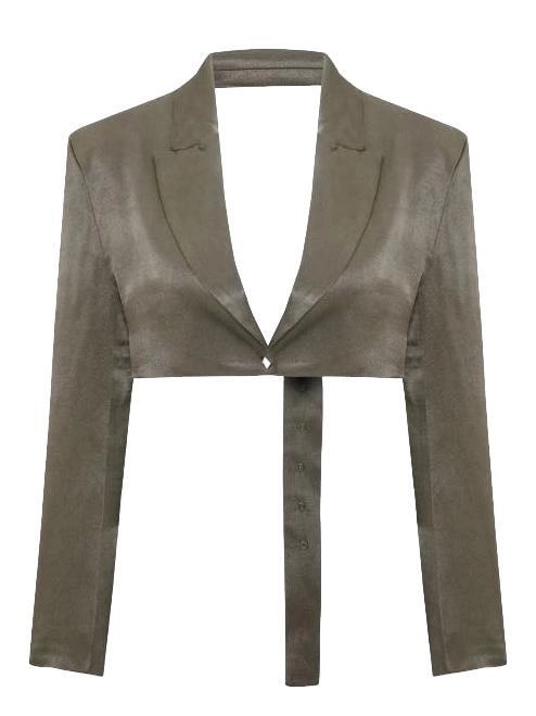 PCFG Linen Blend Crop Woven Jacket - Beige