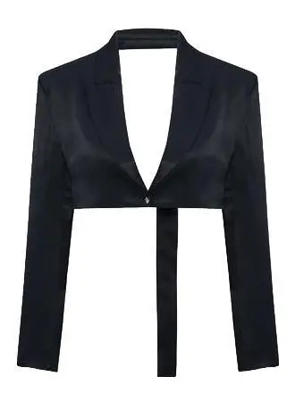 PCFG Linen Blend Crop Woven Jacket - Black