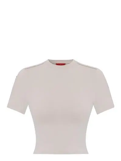 PCFG Cotton Slim Fit Cropped T-shirt - Beige