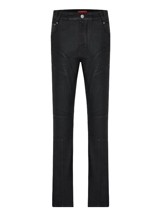 PCFG Pure Cotton Shiny Coated Denim Pants - Black