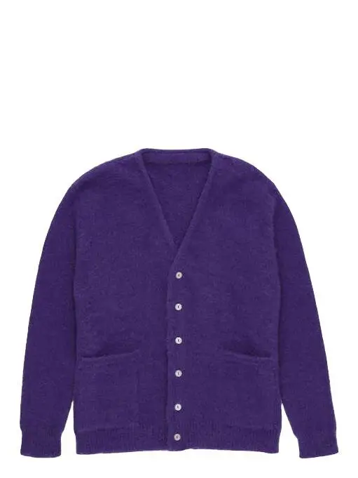 FORTELA Patch Pocket Mohair Wool Cardigan - Violet
