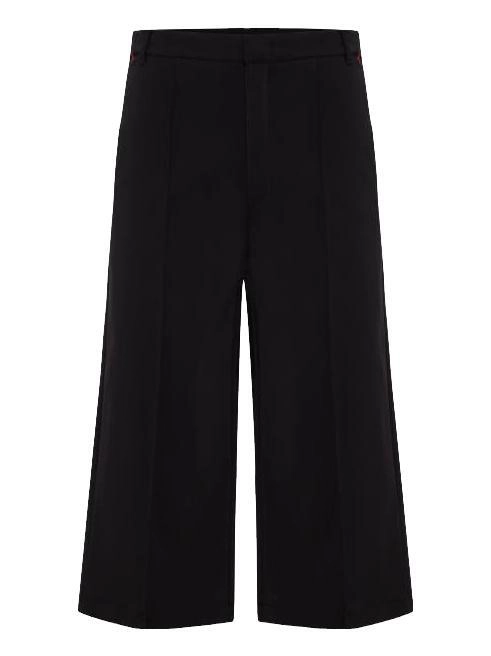 PCFG Cotton Woven Pleated Capri Shorts - Black