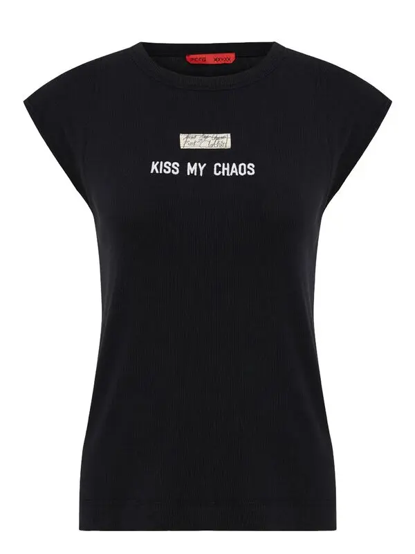 PCFG Rib Tank Top With Patch - Black