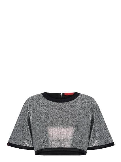 PCFG Sequin Cropped Top - Black