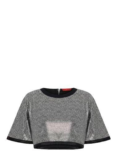 PCFG Sequin Cropped Top - Black