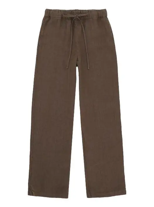FORTELA Jaleh Drawstring Linen Trousers - Brown