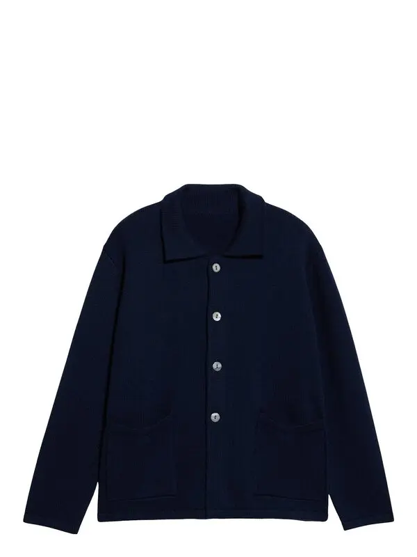 FORTELA Merino Wool Cardigan - Navy Blue