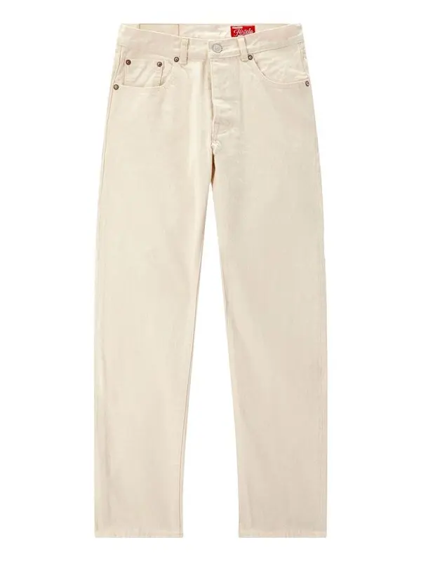 FORTELA Regular Fit Selvedge Denim Jeans - Off White