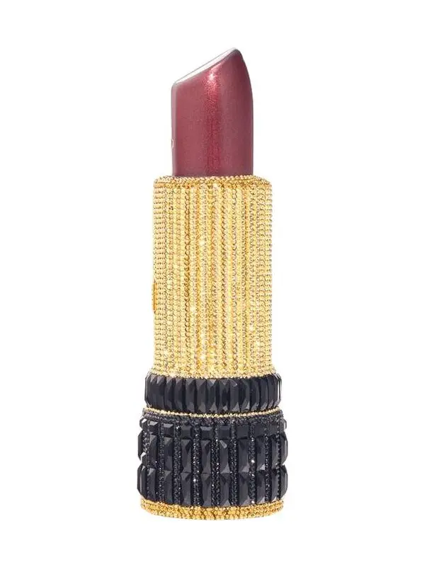 Judith Leiber Lipstick Crystal Embellished Clutch - Silver Jet Multi