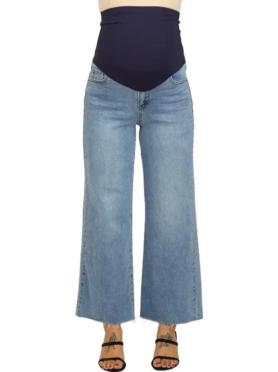 PINKBLUSH Wide Leg Maternity Jeans - Blue