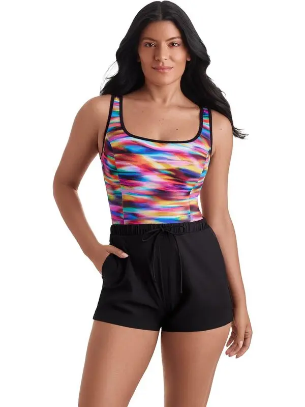 SHAPESOLVER SPORT Binded One-piece Swimsuit - Seaglass