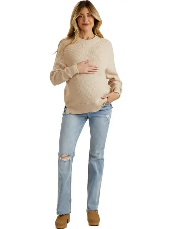 PINKBLUSH Distressed Bootcut Maternity Jeans - Blue