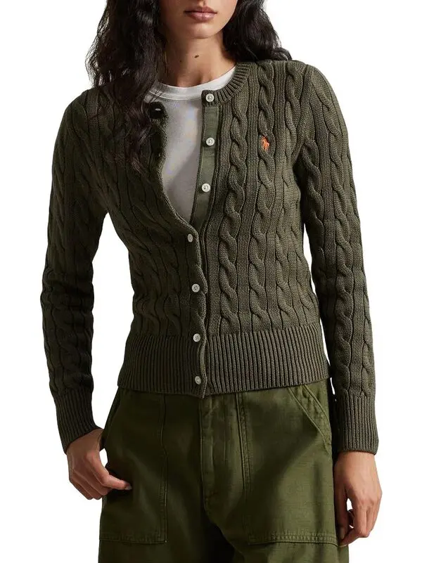 Polo Ralph Lauren Cable Cotton Cardigan - Harvest Olive