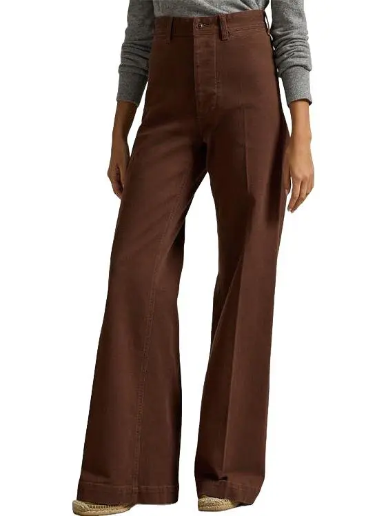 Polo Ralph Lauren High-waisted Wide-leg Twill Pants - Brown