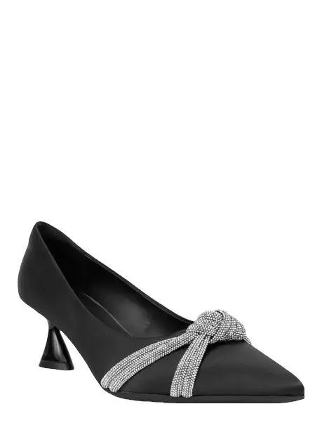 Aerosoles Jacey Crystal Embellished Satin Pumps - Black Satin