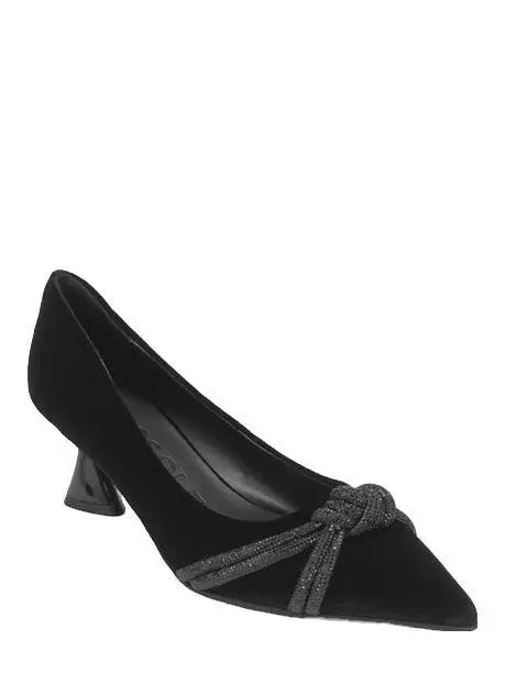 Aerosoles Jacey Crystal Embellished Satin Pumps - Black Velvet