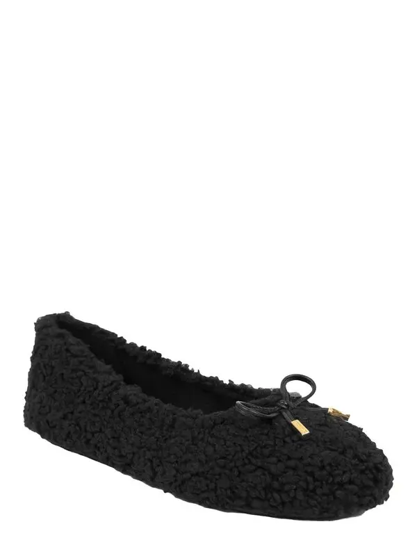 Aerosoles Patrina Faux Shearling Flat - Black Faux Shearling