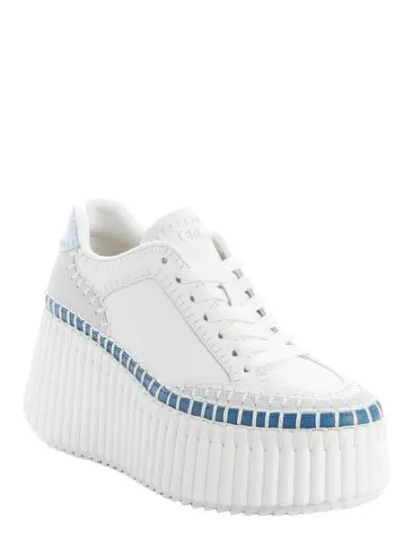 Chloé Nama Platform Sneakers - Blue/white