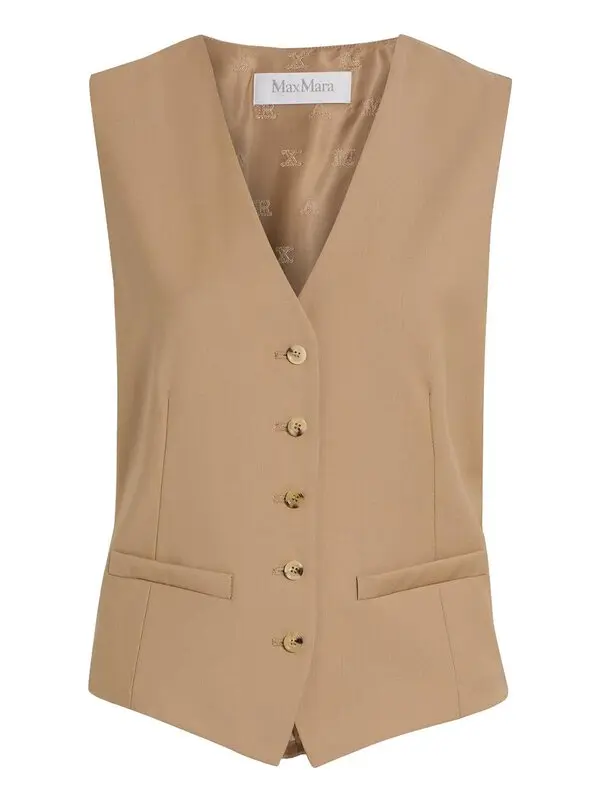 Max Mara Zuai Wool And Satin-jacquard Vest - Light Brown