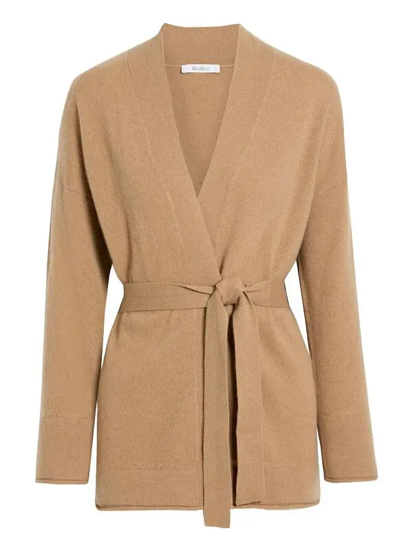 Max Mara Cashmere Cardigan With Detachable Tie - Camel