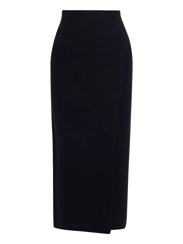 Max Mara Umbria Wrap-effect Wool And Cashmere-blend Midi Skirt - Midnight Blue