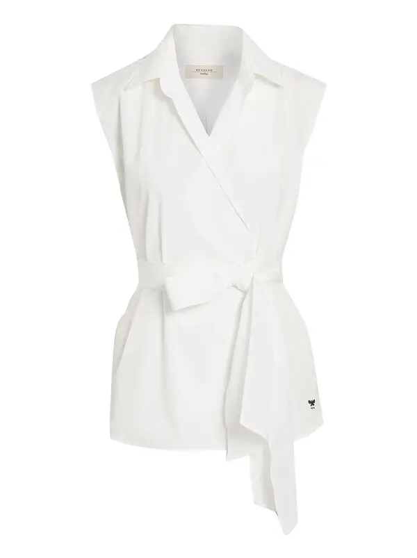Max Mara Dakar Cotton-poplin Wrap Top - White