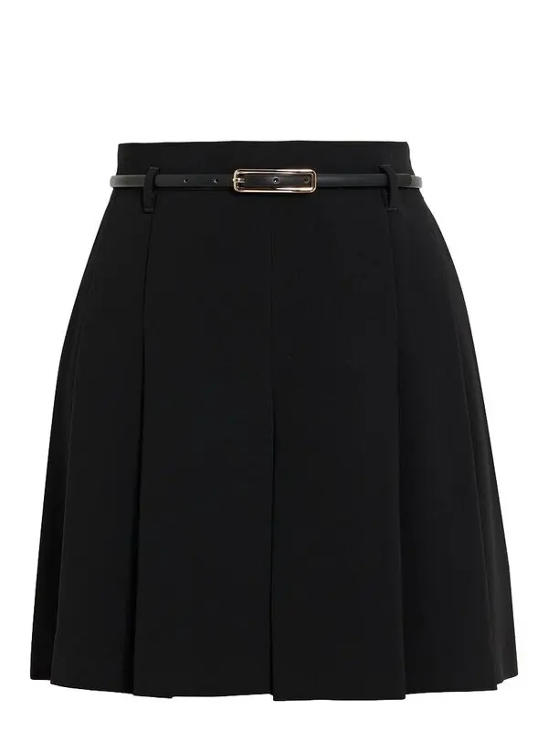 Max Mara Abilita Pleated Crepe Skort With Belt - Black