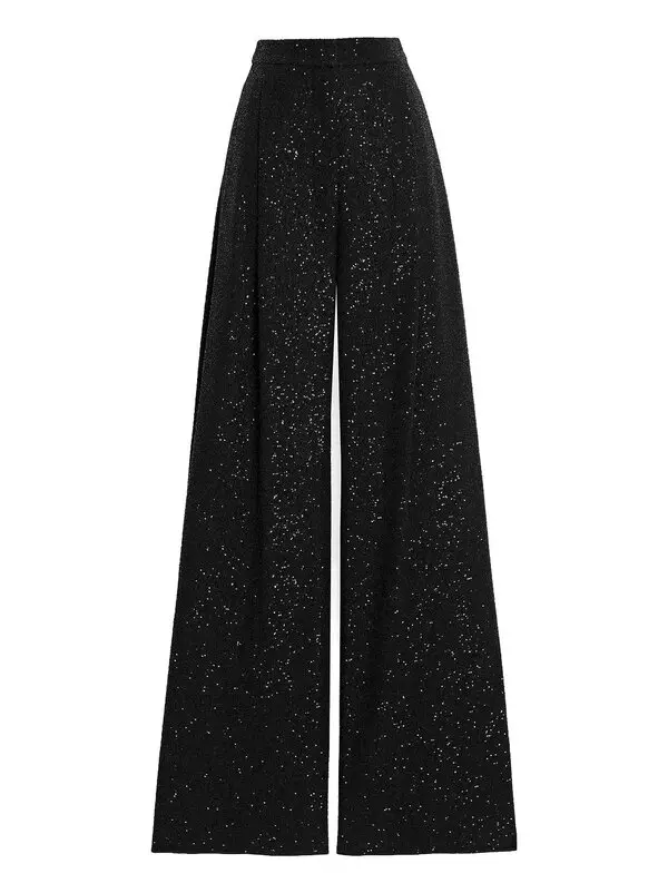 Max Mara Navigli Sequin-embellished Bouclé Wide-leg Pants - Black