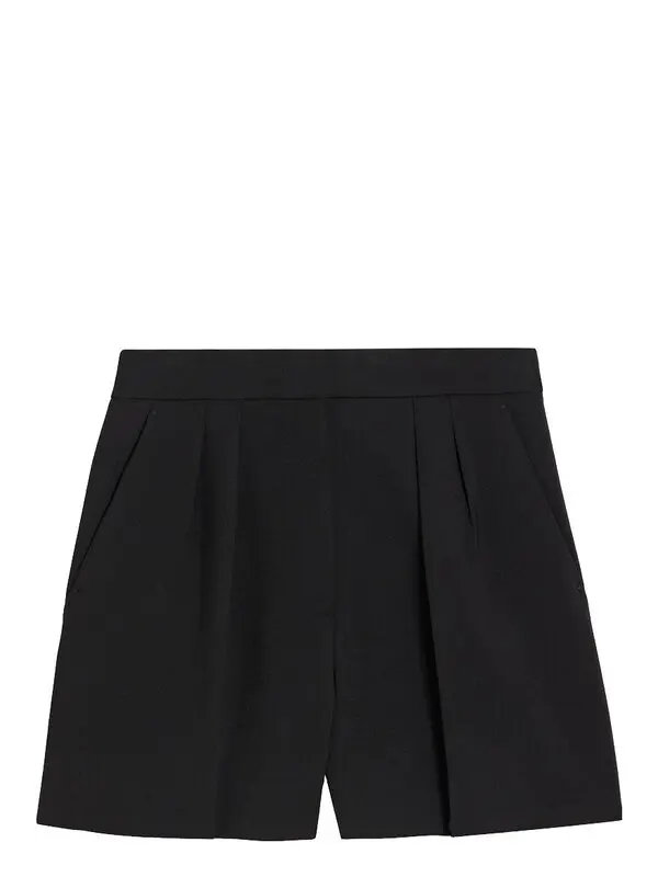Max Mara Giugno Grain De Poudre Wool-blend Shorts - Black