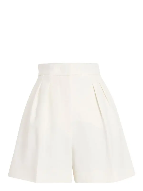 Max Mara Giugno Grain De Poudre Wool-blend Shorts - Ivory