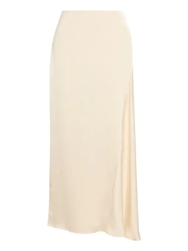Max Mara Aia Satin Midi Skirt - Cream