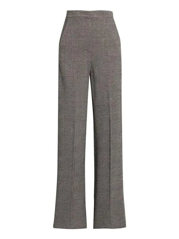 Max Mara Prince Of Wales Checked Wool-blend Tweed Straight-leg Pants - Black