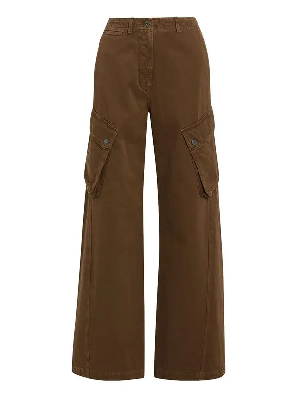 Max Mara Elvy Cotton-twill Wide-leg Cargo Pants - Brown