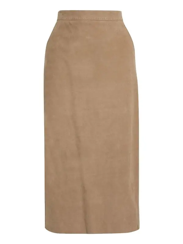 Max Mara Calcio Leather Midi Skirt - Sand