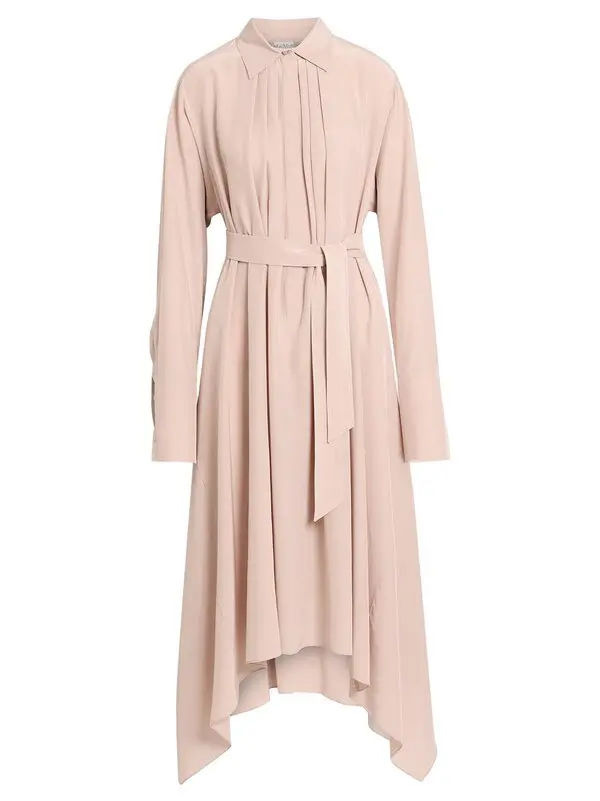 Max Mara Belted Silk Crepe De Chine Midi Shirt Dress - Blush