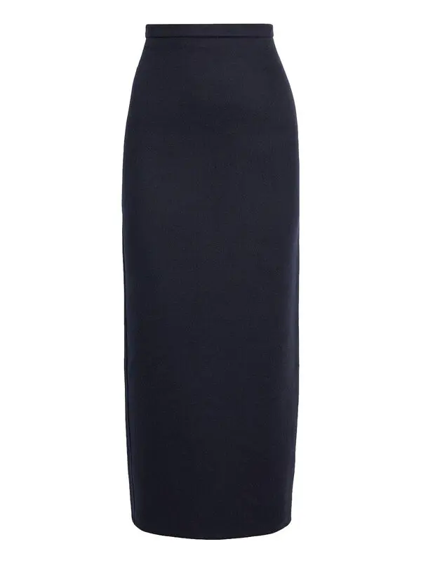 Max Mara Camel Hair Midi Skirt - Midnight Blue