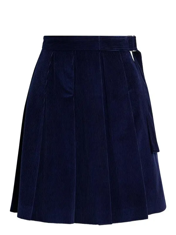 Max Mara Pleated Cotton-corduroy Mini Skirt - Navy