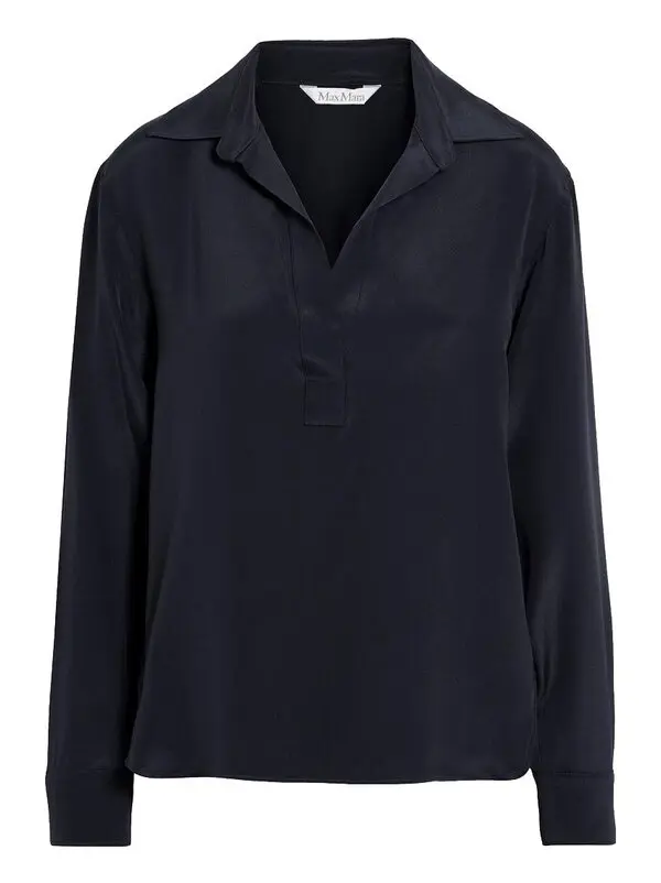 Max Mara Zanzero Silk Crepe De Chine Blouse - Midnight Blue