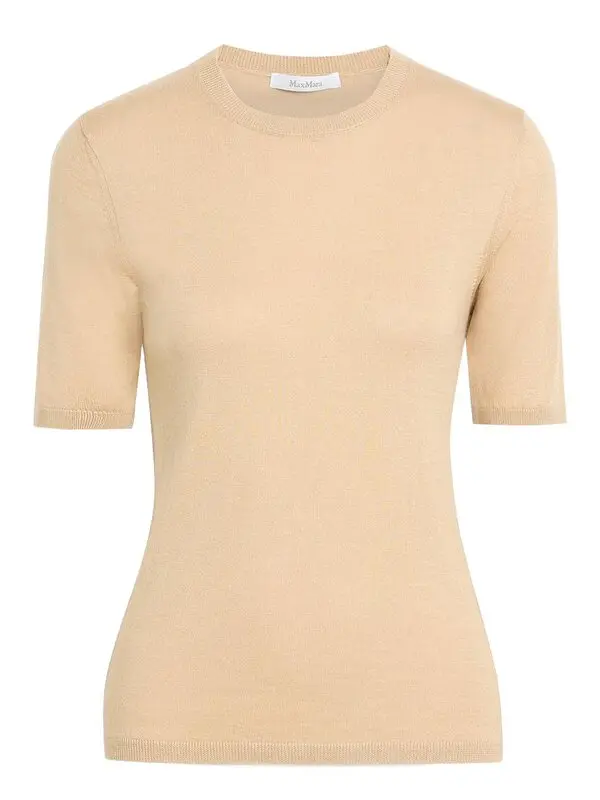 Max Mara Silk And Cashmere-blend Top - Beige